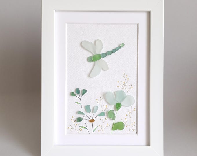 Sea Glass Dragonfly, Art Wildflowers, Botanical Decor, Botanical Art ...