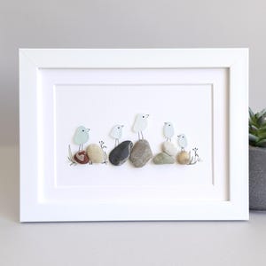 Sea Glass Birds on Rocks, Sea Glass Picture, Unique Pebbles Art ...