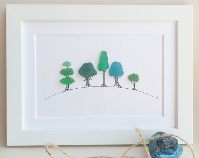 Sea Glass Trees, Sea Glass Picture, Nearly There/home Trees, Framed Art ...