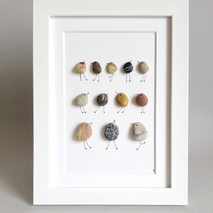Handmade Pebble Art With Birds, Birds Family Gift, Pebble Art Family ...