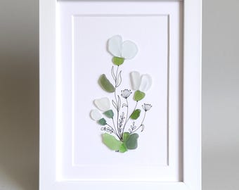 Seaglass Flower Picture, Sea Glass Multicolored Flower Art, Botanical ...
