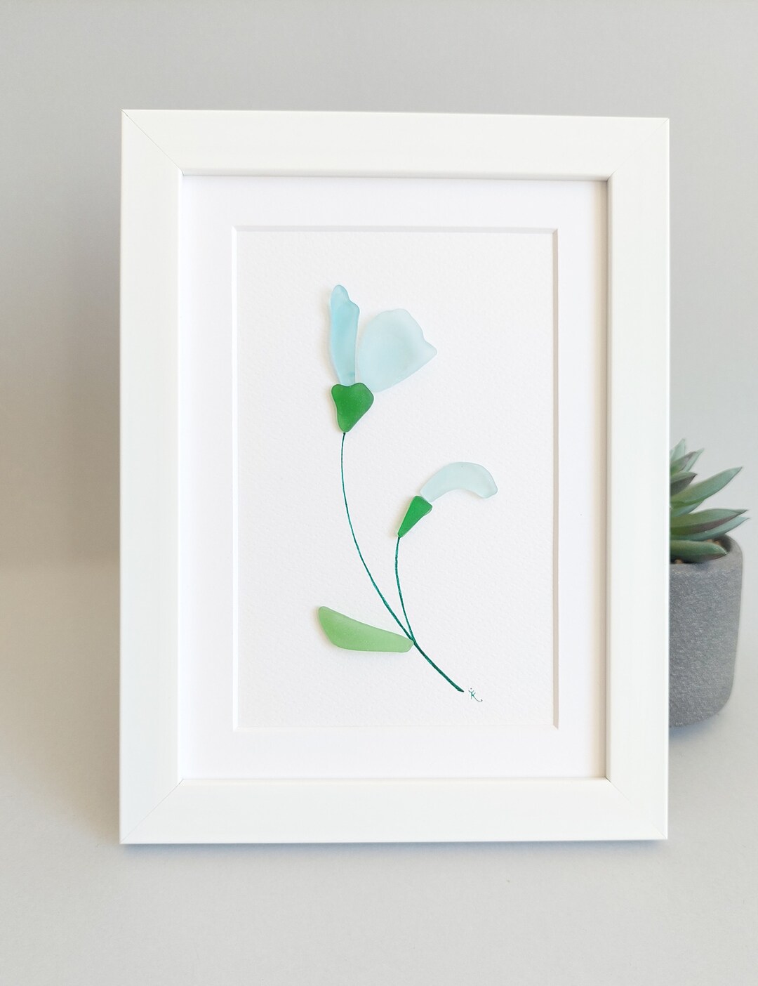 Seaglass Flower Picture, Sea Glass Multicolored Flower Art, Botanical ...