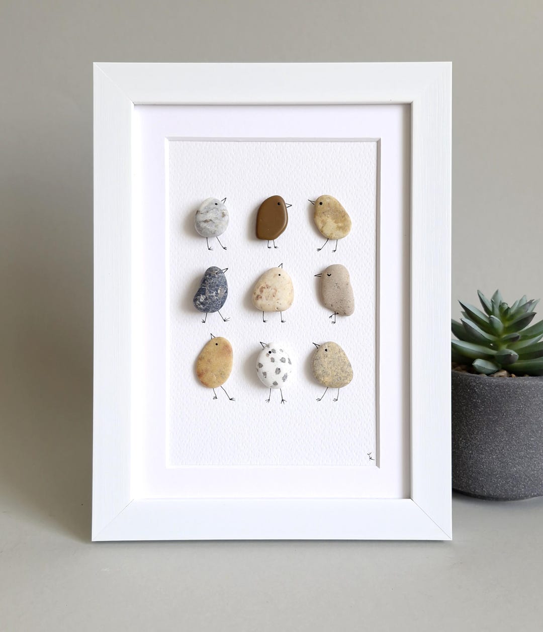 Handmade Pebble Art With Birds, Birds Family Gift, Pebble Art Family ...