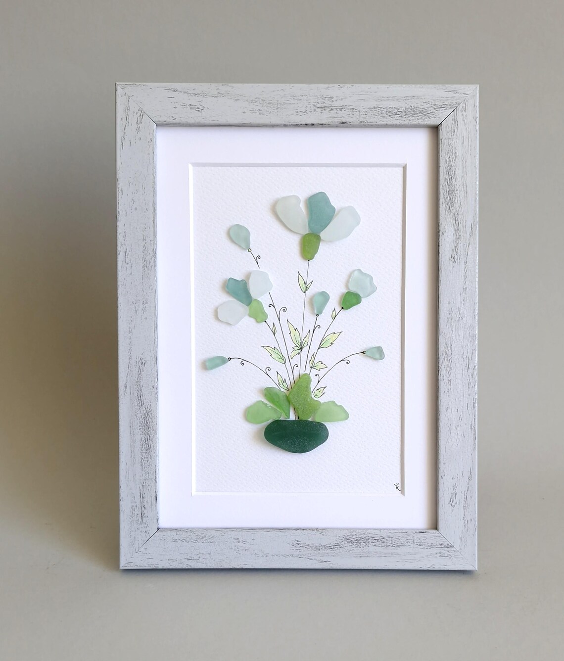Seaglass Flower Picture, Sea Glass Multicolored Flower Art, Botanical ...