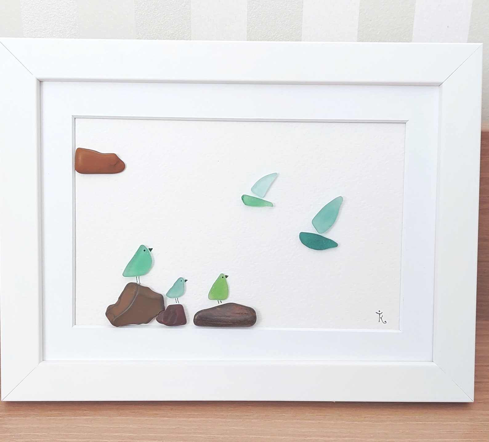 Beautiful Sea Glass Art Picture Pebble Art Wall Decor Beach Etsy