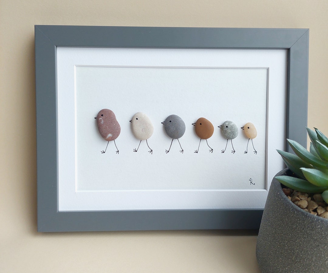 Handmade Pebble Art With Birds Birds Family Gift Pebble Art - Etsy