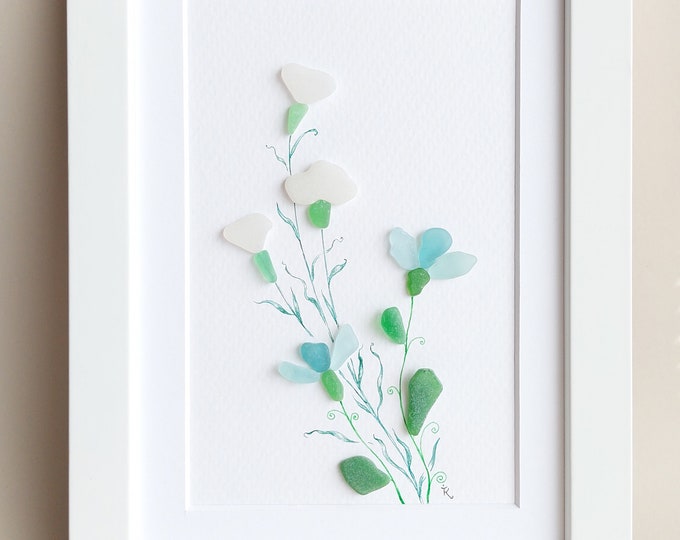 Sea Glass Flower Flower Wall Art Neutral Wall Decor Etsy