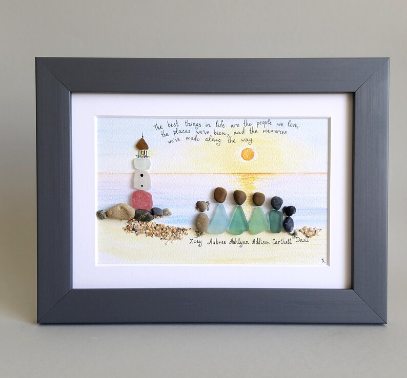 Sea Glass Lighthouse, Pebble Art & Sea Glass Picture, Blue Lighthouse ...