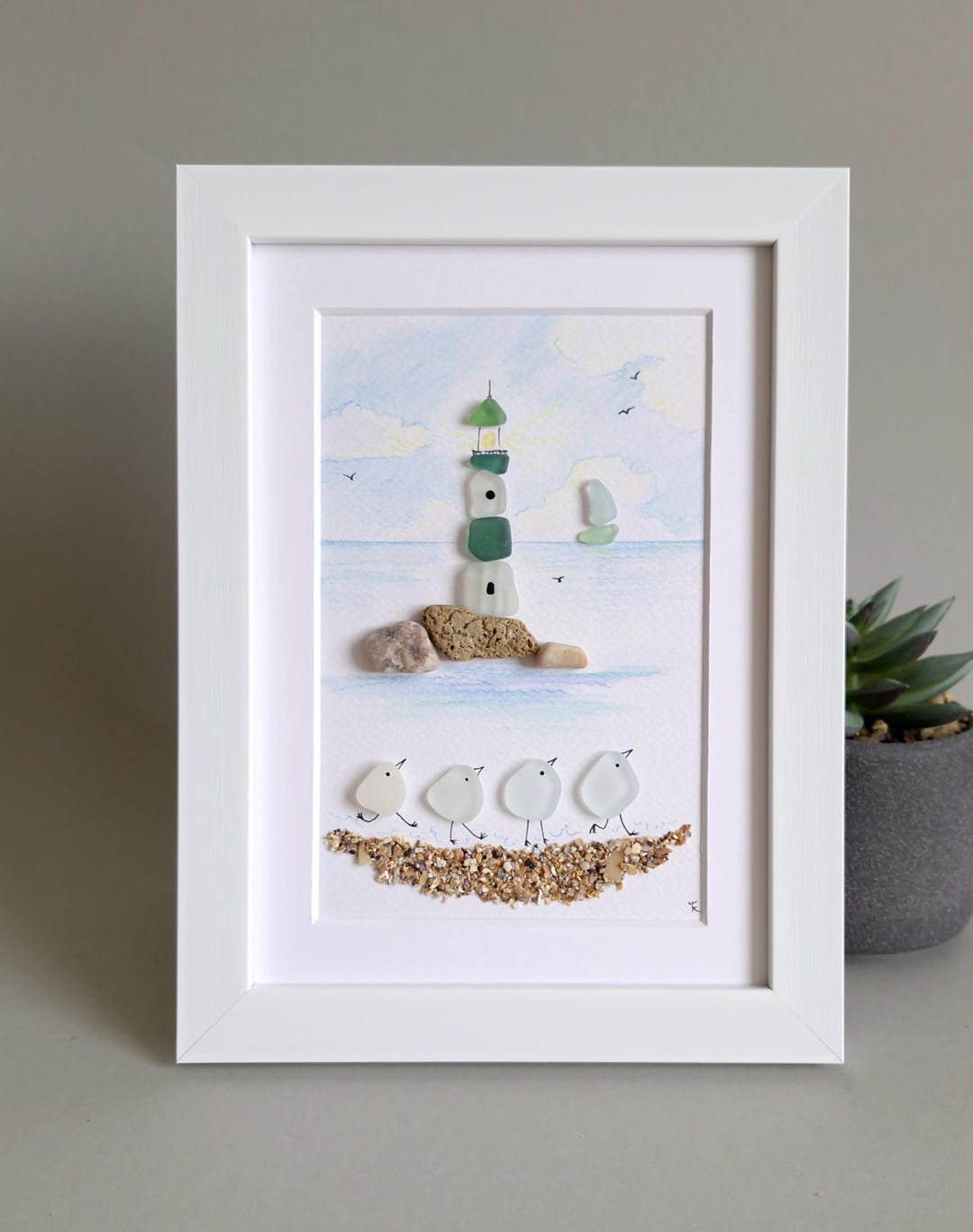 Sea Glass Lighthouse, Hand Made Sea Glass Lighthouse, Lighthouse Sea ...