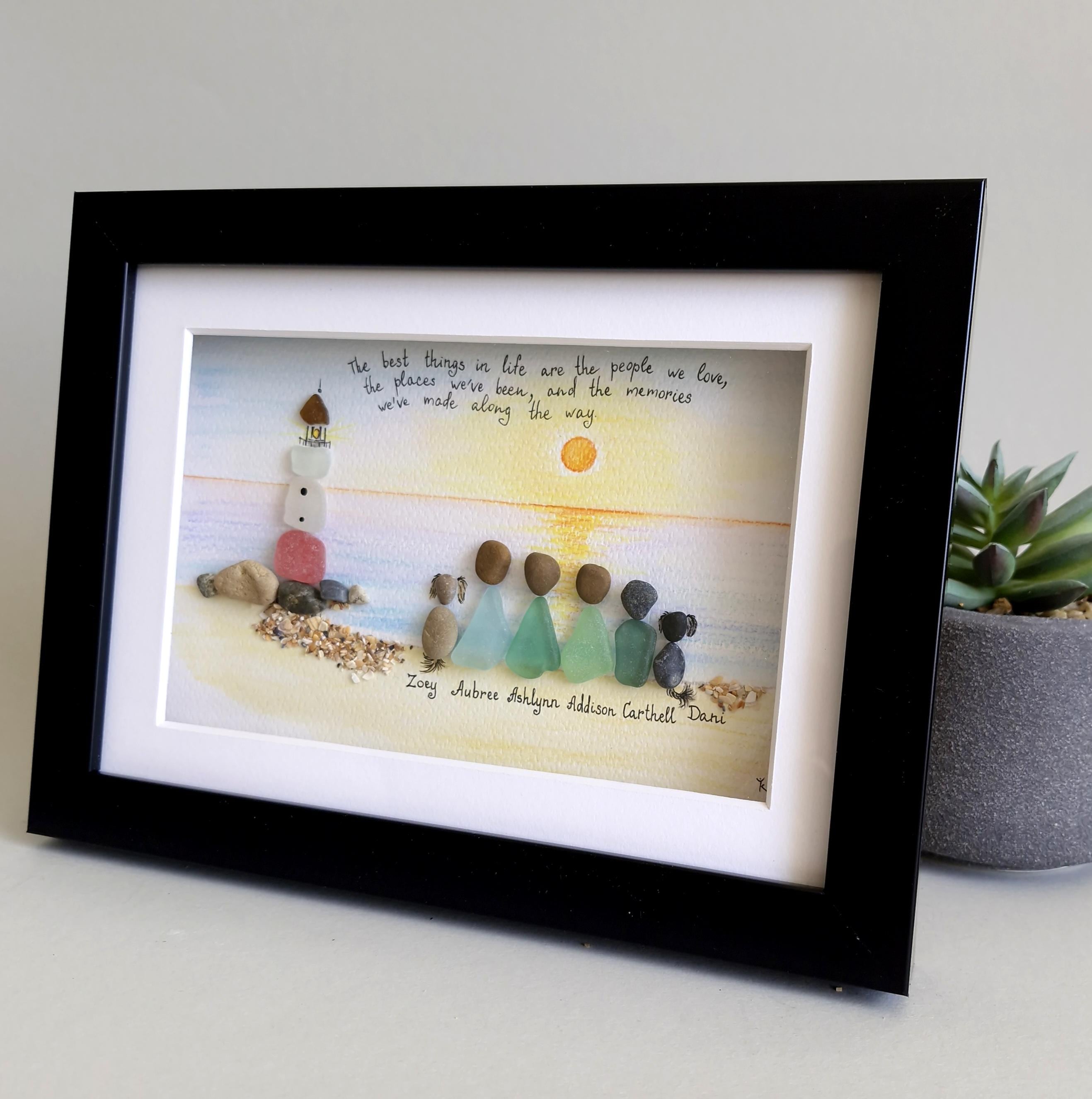 Sea Glass Lighthouse, Pebble Art & Sea Glass Picture, Blue Lighthouse ...