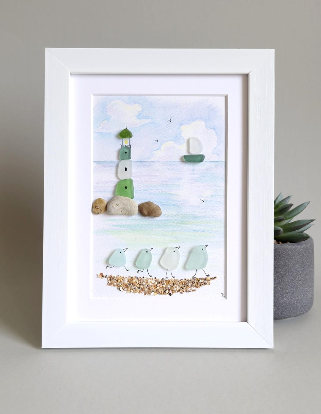Sea Glass Lighthouse, Hand Made Sea Glass Lighthouse, Lighthouse Sea ...
