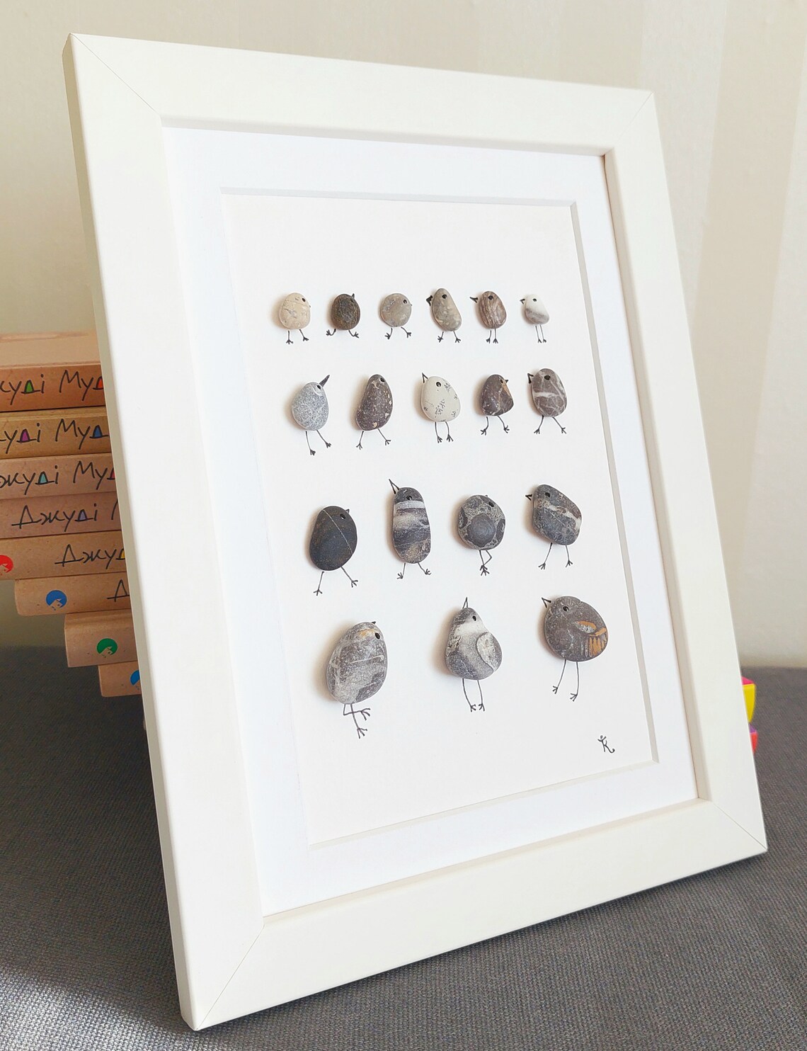 Handmade Pebble Art With Birds Birds Family Gift Pebble Art - Etsy