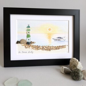 Personalised Sea Glass & Pebble Lighthouse Gift, Lighthouse Pebble Art ...