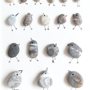 Handmade Pebble Art With Birds, Birds Family Gift, Pebble Art Family ...