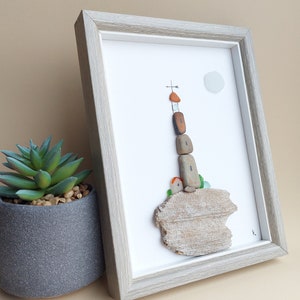 Pebble Art for Beach House, Pebble Art Lighthouse, Nautical Decor ...