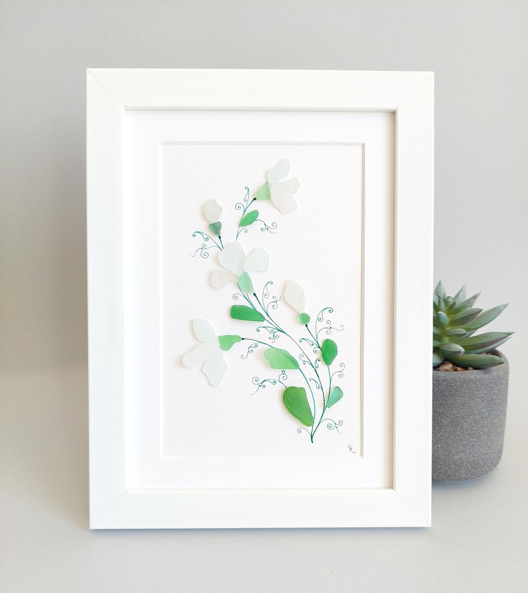 Sea Glass Flower, Flower Wall Art, Neutral Wall Decor, Botanical Art ...
