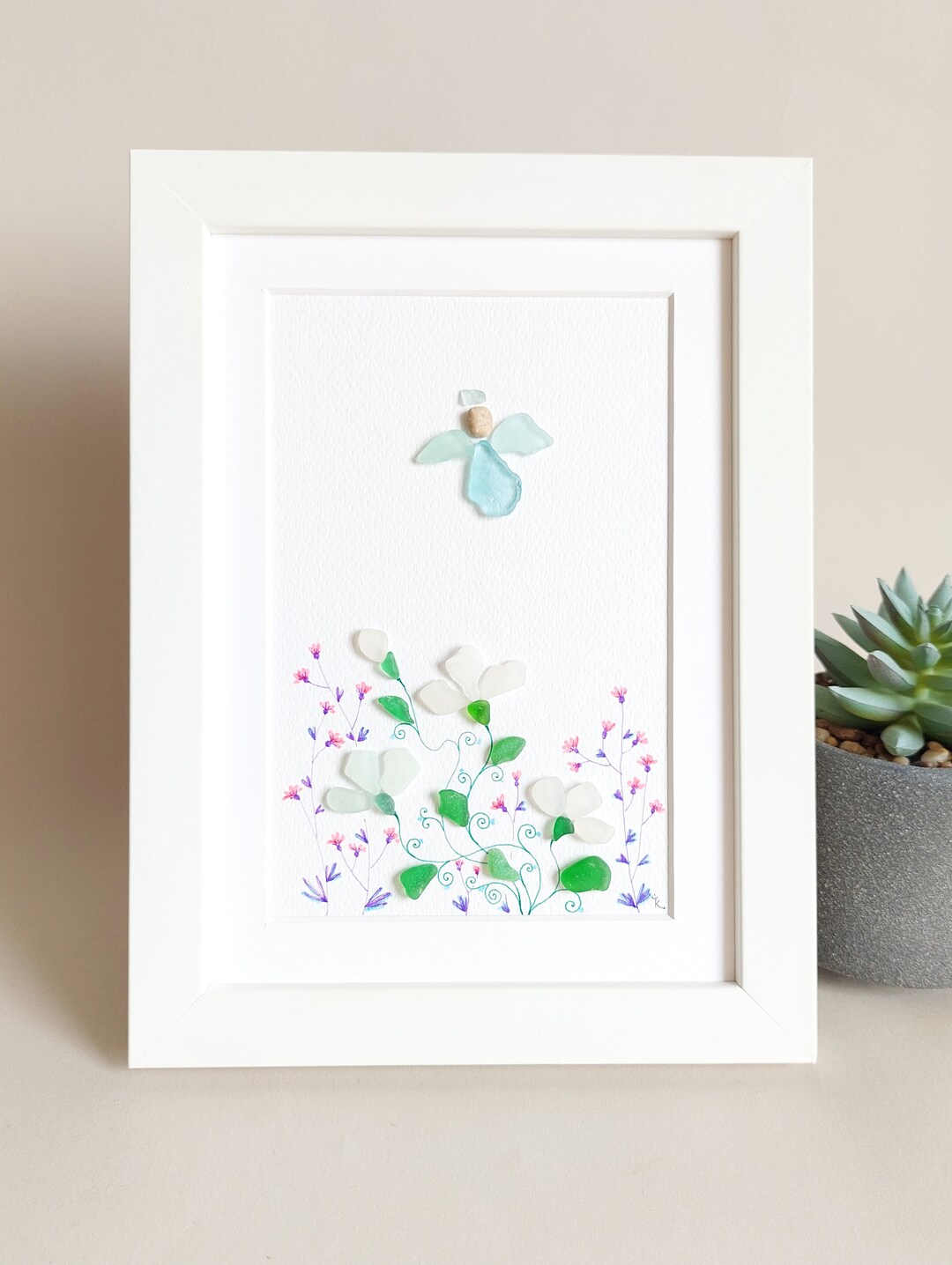 Sea Glass Angel Colorful Art House Art Angel Handmade - Etsy