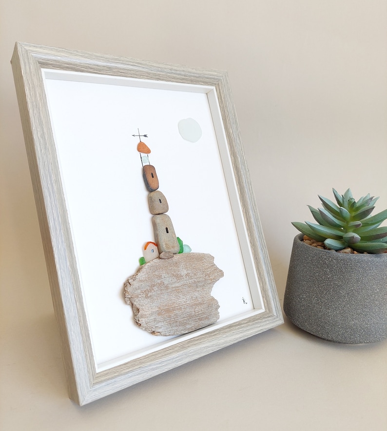 Pebble Art for Beach House, Pebble Art Lighthouse, Nautical Decor ...