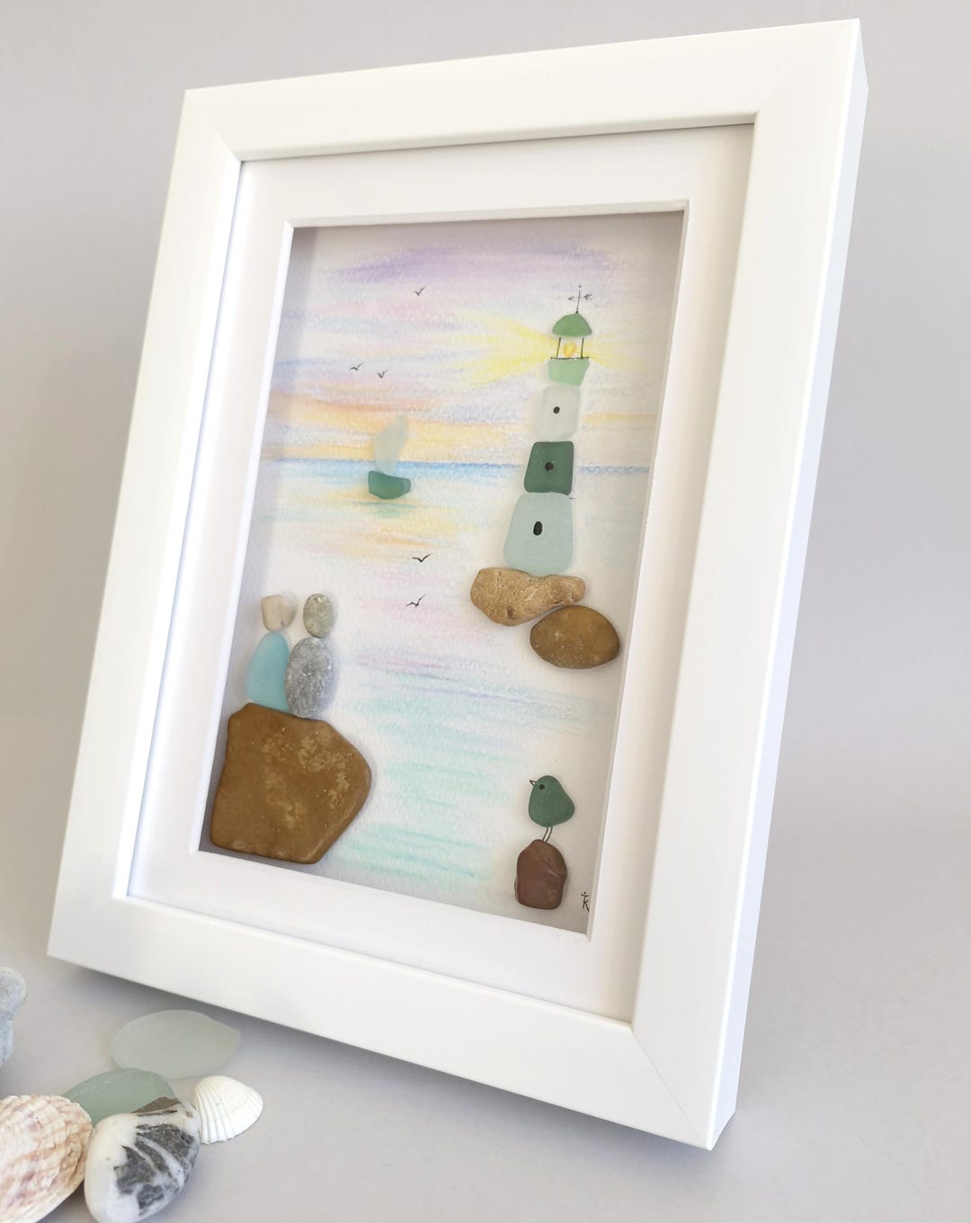 Sea Glass Lighthouse, Hand Made Sea Glass Lighthouse, Lighthouse Sea ...