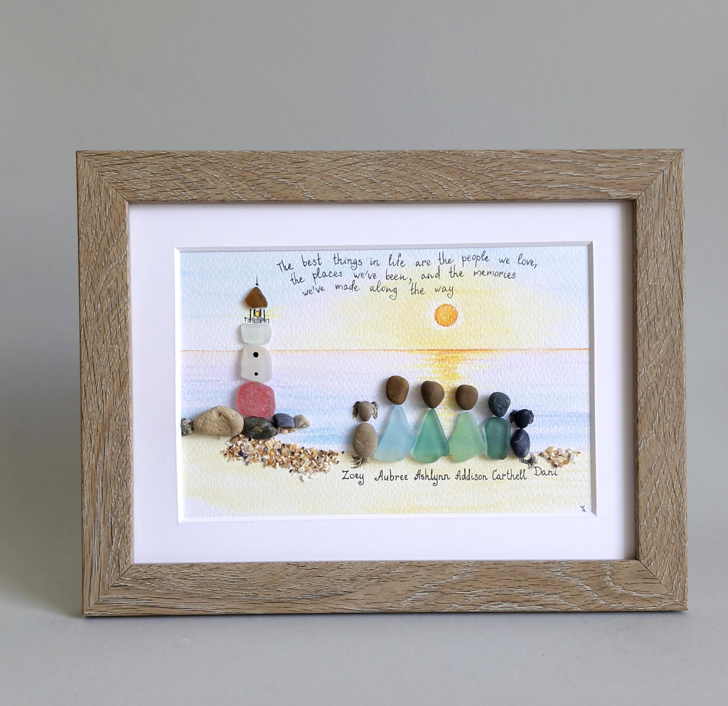 Sea Glass Lighthouse, Pebble Art & Sea Glass Picture, Blue Lighthouse ...