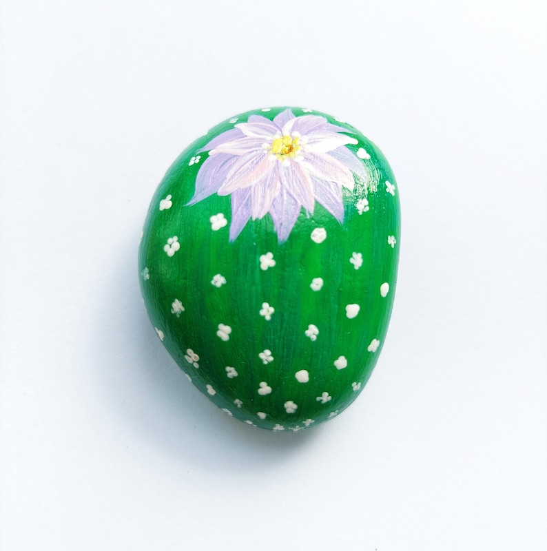 Сactus Painted Rocks, Hand Painted Pebble, Miniature Art, Rock Art - Etsy