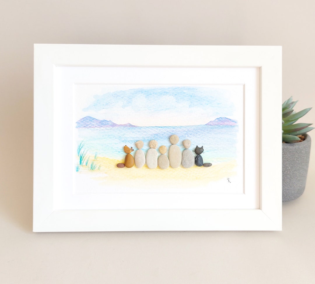 Pebble Art With Family Beach Decor Coastal Decor Nautical - Etsy