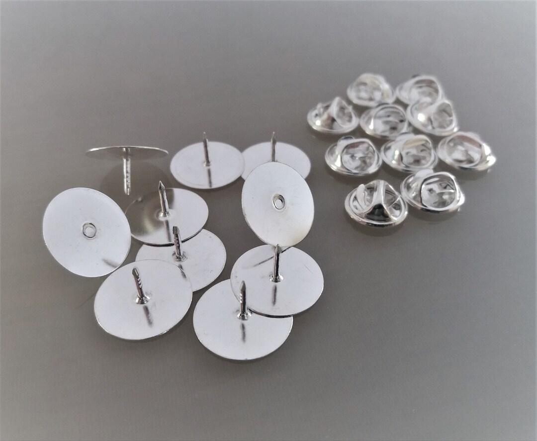 10 Supports Metal Pins Light Silver Color Base 15 Mm - Etsy