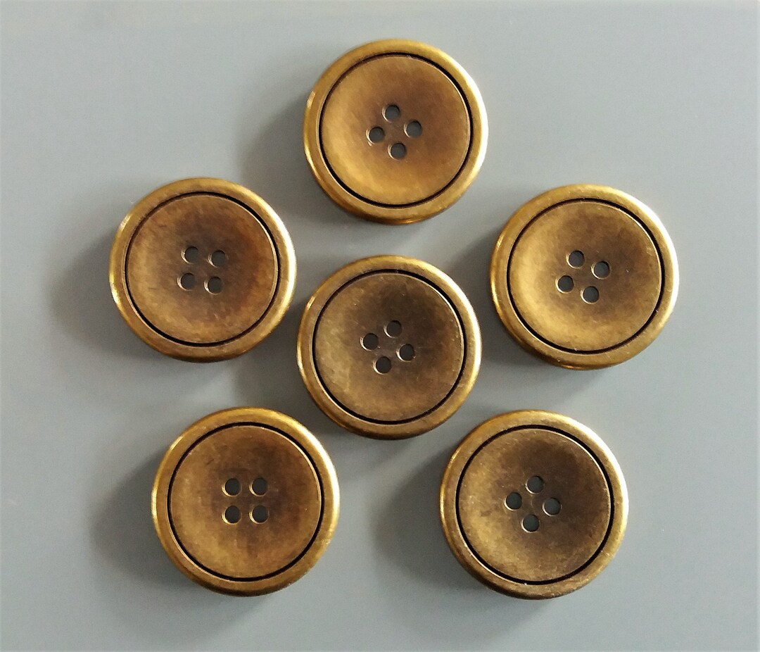 6 Round Buttons 28 Mm Metal Bronze Color - Etsy