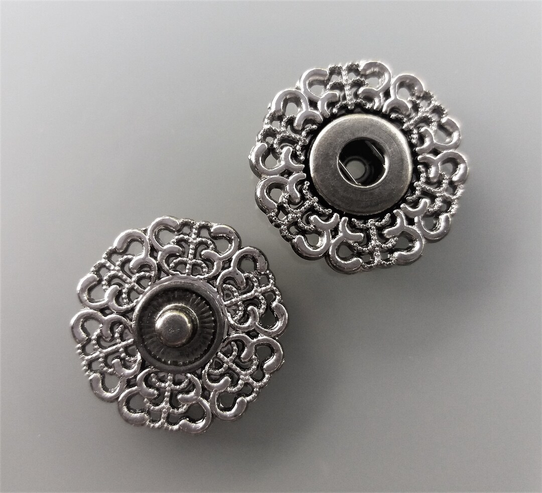 Fancy Snap 21 Mm Openwork Metal Dark Steel - Etsy