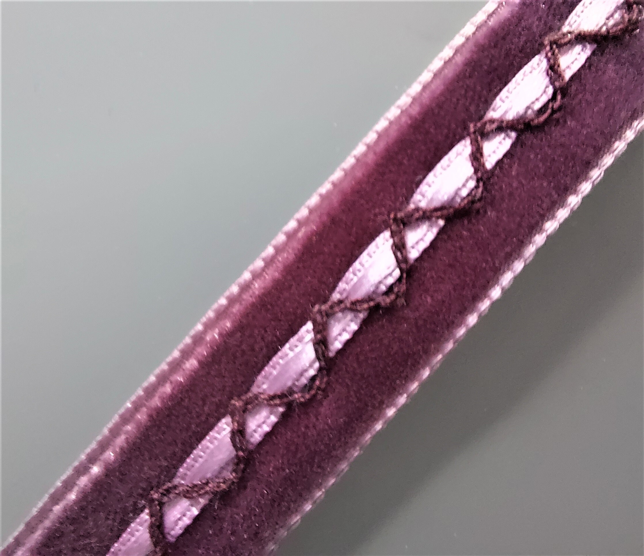 Stripe velvet ribbon 15 mm with purple embroidery | Etsy