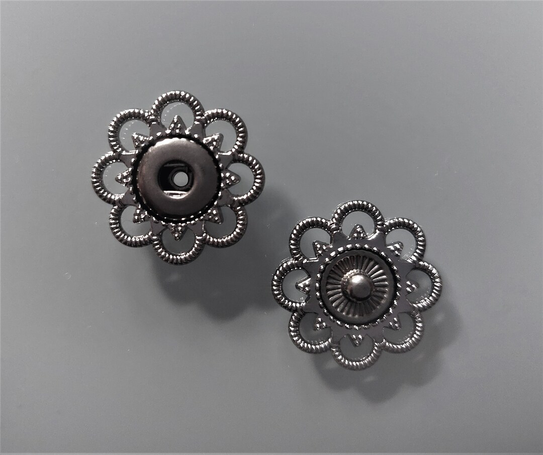 Fancy Snap 21 Mm Openwork Metal, Dark Steel Color - Etsy UK