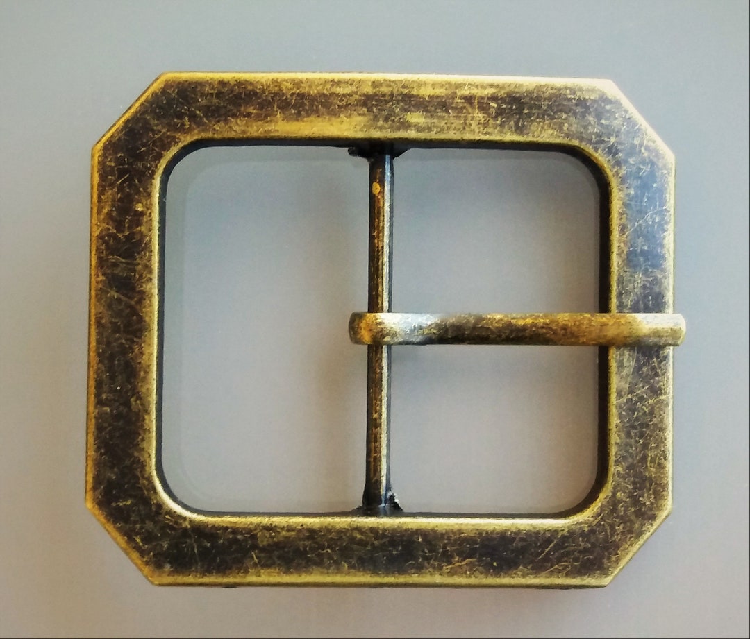 Octagonal Belt Buckle, 3.8 Cm Passage, Aged Bronze Color - Etsy