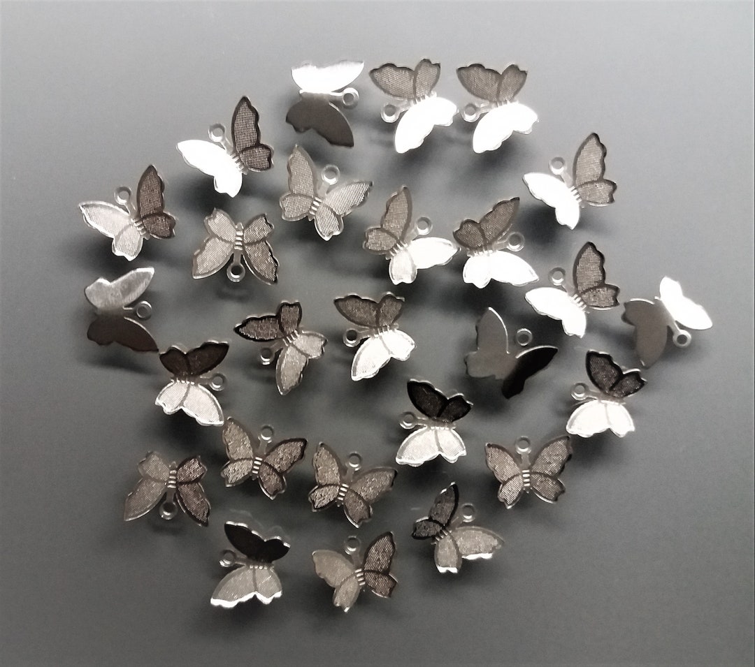 25 Butterfly Charms 10 Mm Silver-colored Metal - Etsy