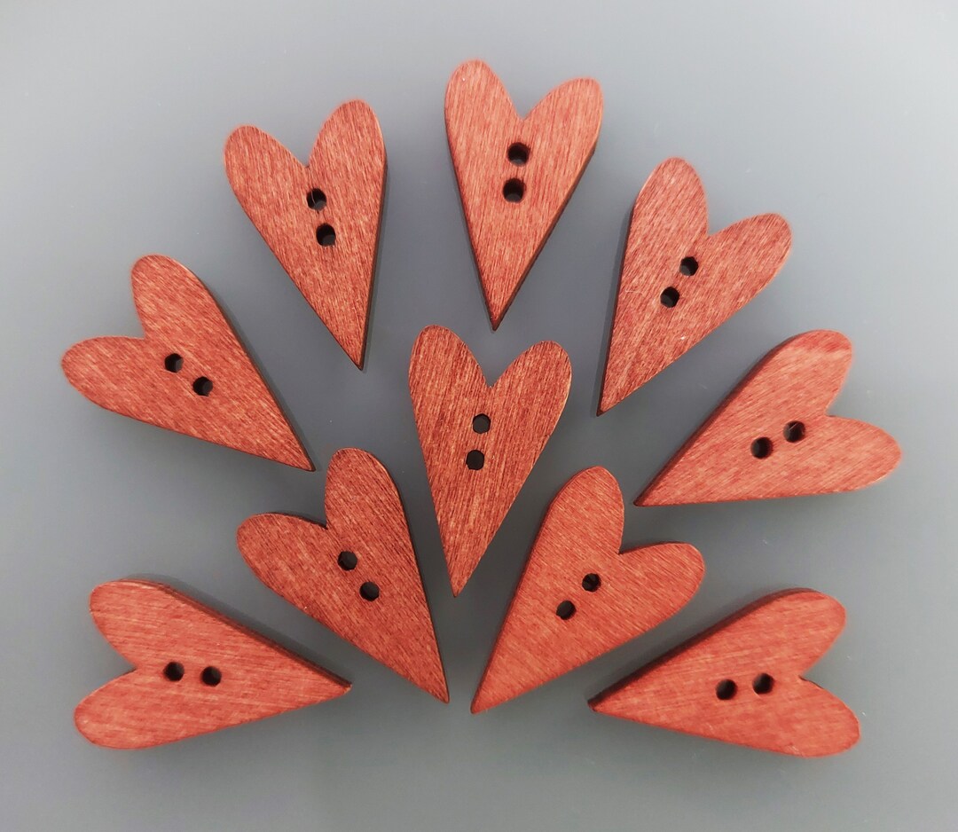 10 Heart-shaped Wooden Buttons 23 Mm - Etsy