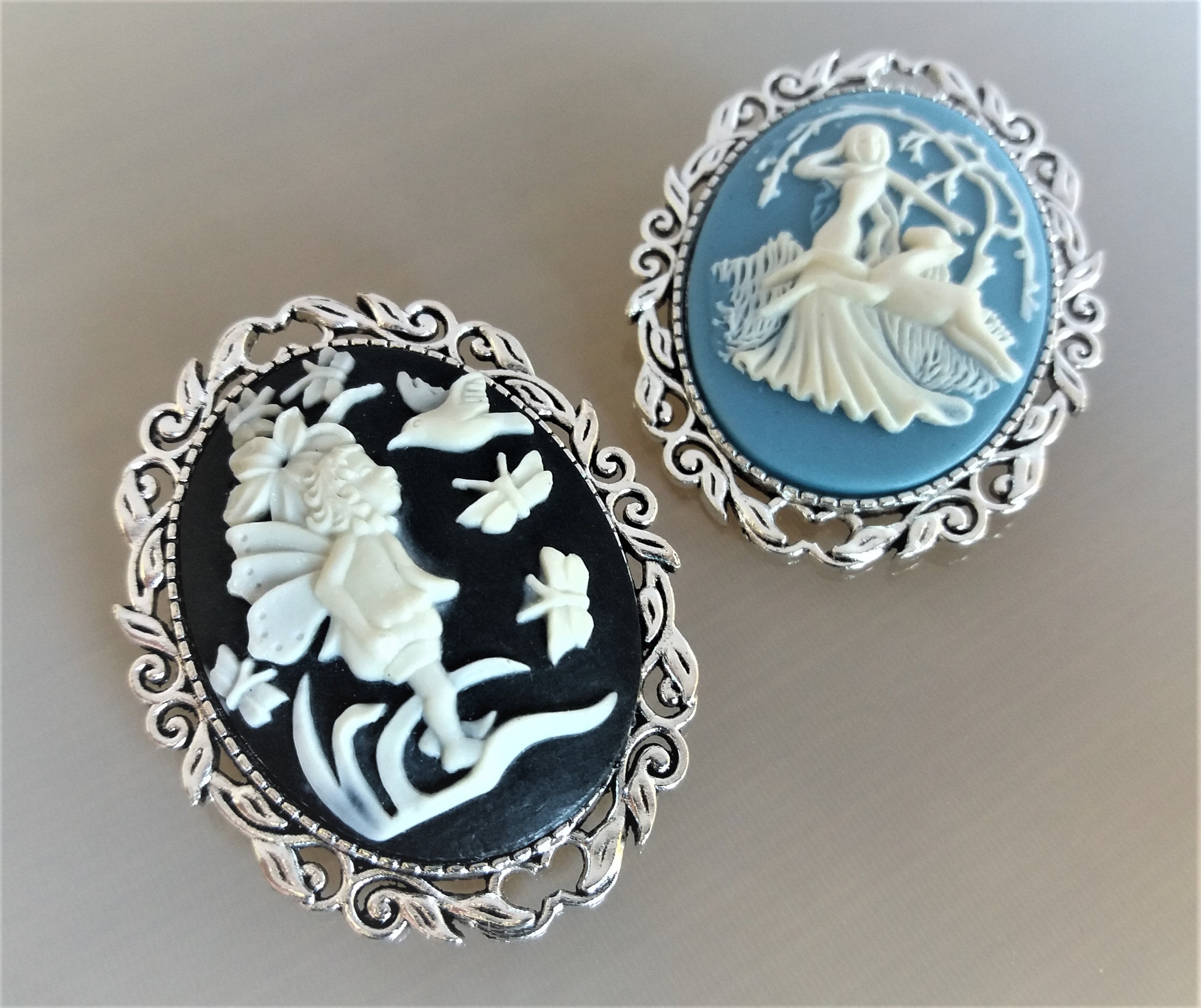 2 Oval Cabochon Brooch Mounts 40 Mm X 30 Mm Silver Color - Etsy UK