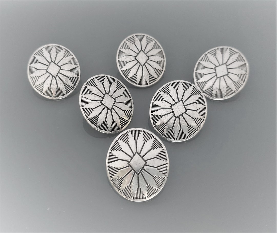 6 Oval Buttons 25 Mm in Silver-colored Metal - Etsy
