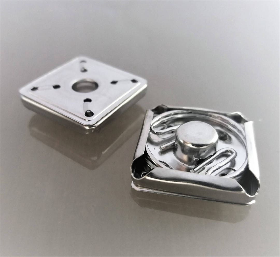 2 Large Square Snaps 2 Cm Silver-colored Metal - Etsy