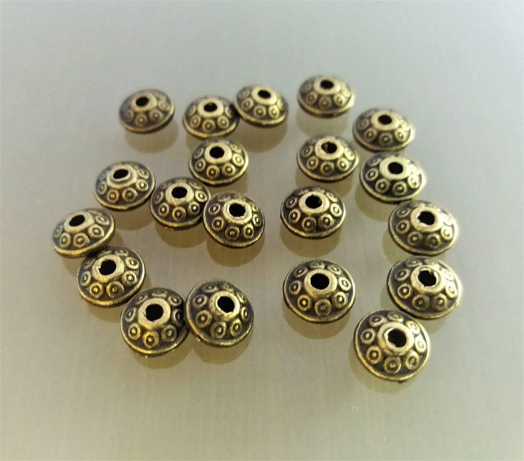 20 Bronze-colored Engraved Metal Beads - Etsy UK