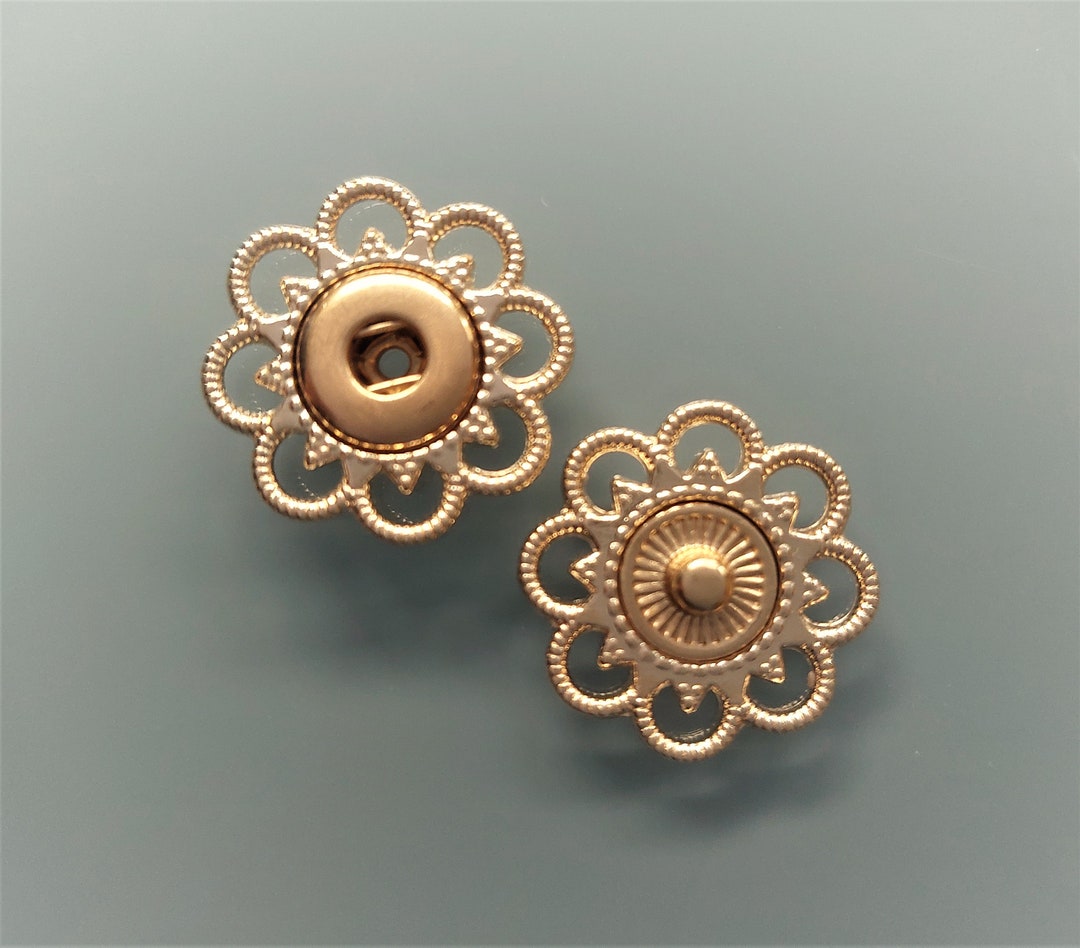 Large Fancy Pressure 21 Mm Golden Metal Openwork - Etsy