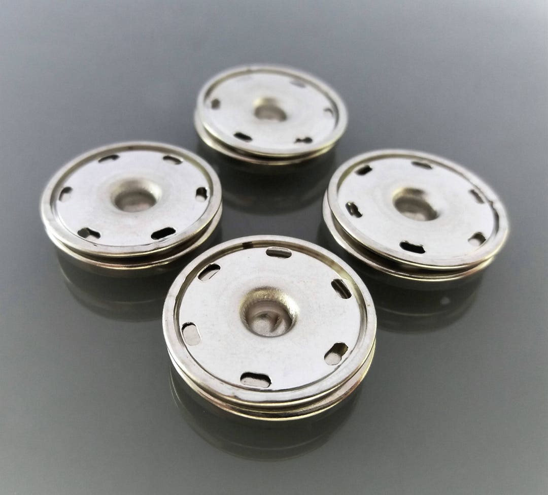 4 Large Round Snaps 2.5 Cm Silver-colored Metal - Etsy