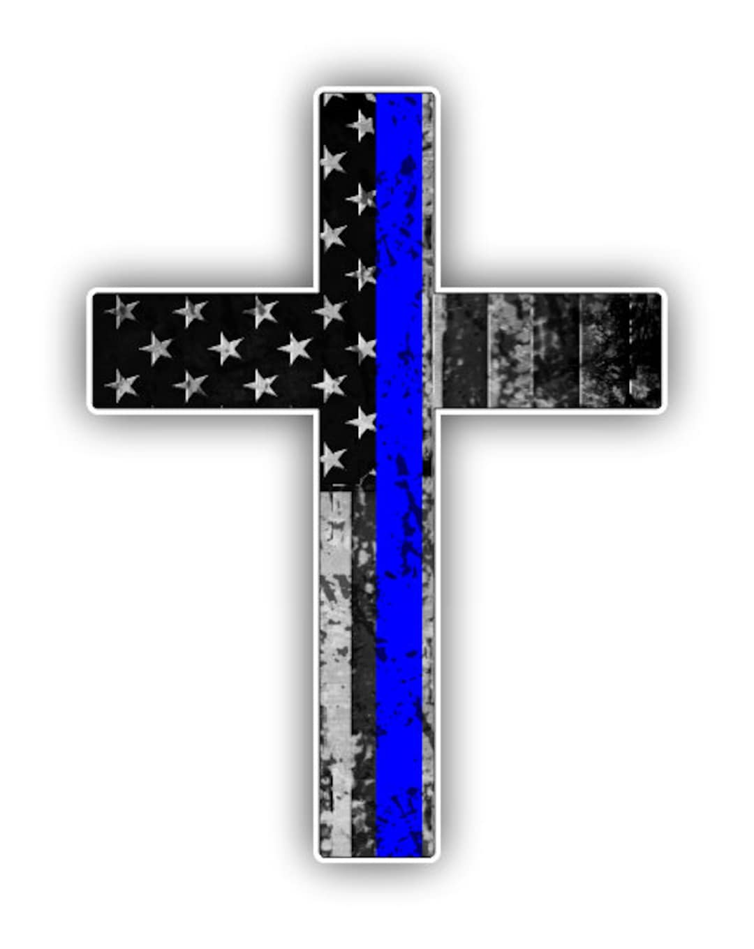 Thin Blue Line Police Support Cross Sticker - Etsy