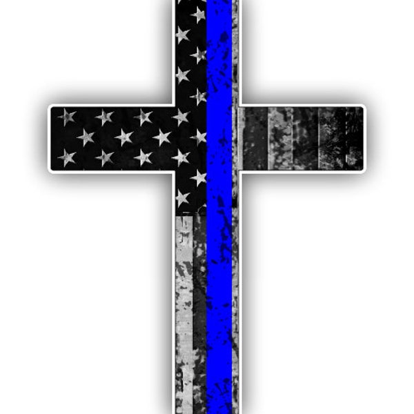 Thin Blue Line and Cross - Etsy