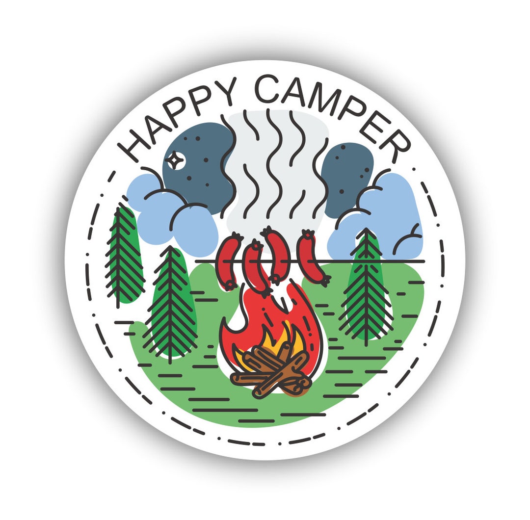 Happy Camper Sticker for Car Truck Laptop Hydro Flask Bottle or Any ...