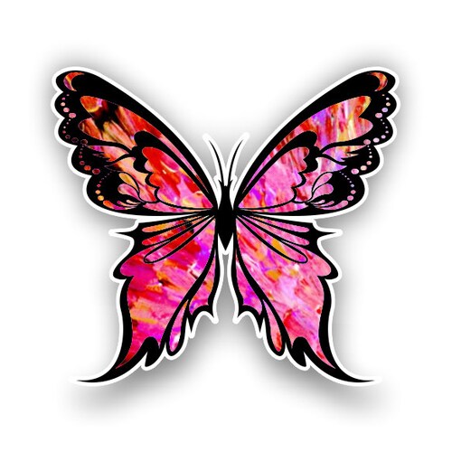 Red-pink Butterfly Sticker / Decalfree Shipping - Etsy