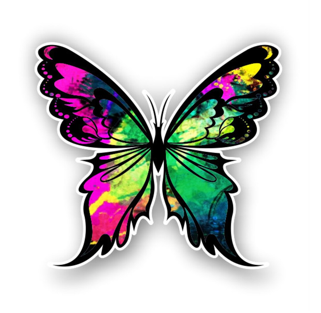 Hot Pink -green Butterfly Sticker / Decal**free Shipping** - Etsy