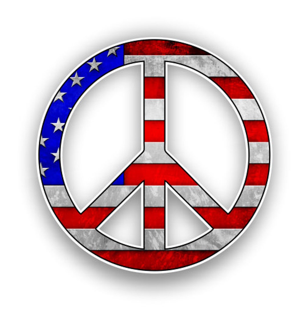 Peace Sign American Flag Sticker Car Motorcycle Bicycle Skateboard ...