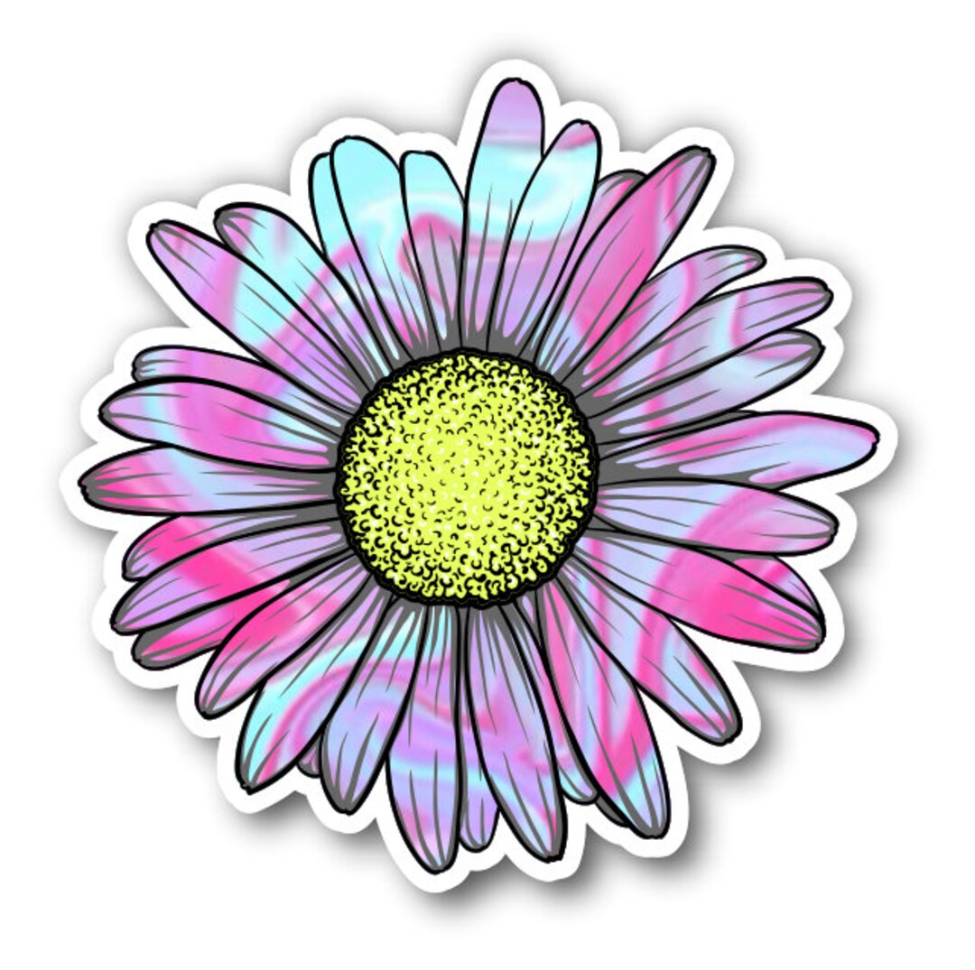 Daisy Light Blue and Pink Flower Sticker Car Motorcycle Bicycle ...