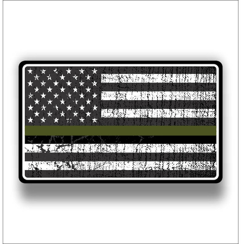 Thin Green Line American Flag Sticker free Shipping - Etsy