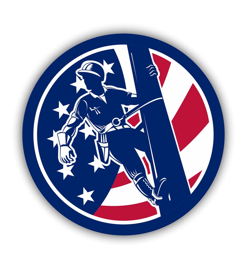 Lineman American Flag Sticker Decal Bumper Sticker for Auto Cars Trucks ...