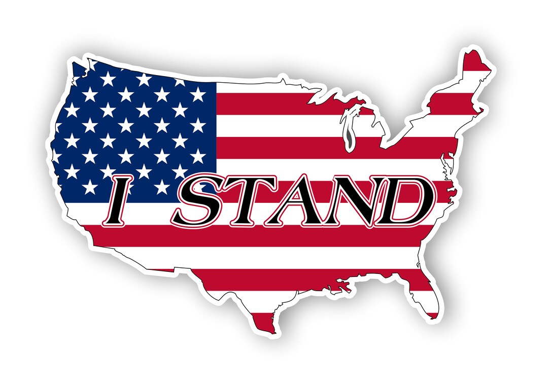 I Stand United States American Flag Support Sticker Car Decal Truck ...